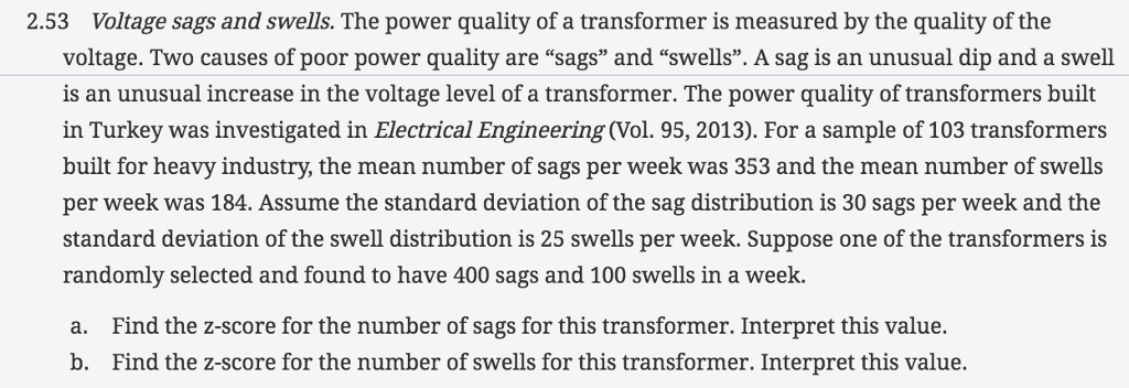 Solved 253voltage Sags And Swells The Power Quality Of A