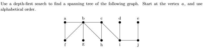 Solved Use a depth-first search to find a spanning tree of | Chegg.com