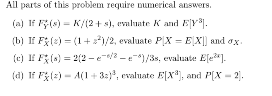 Solved All parts of this problem require numerical answers. | Chegg.com