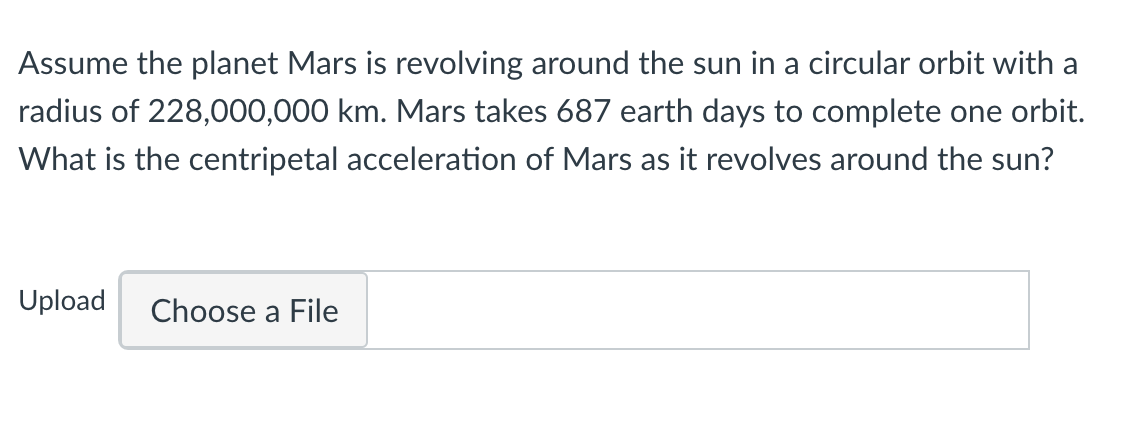 Solved Assume the planet Mars is revolving around the sun in | Chegg.com