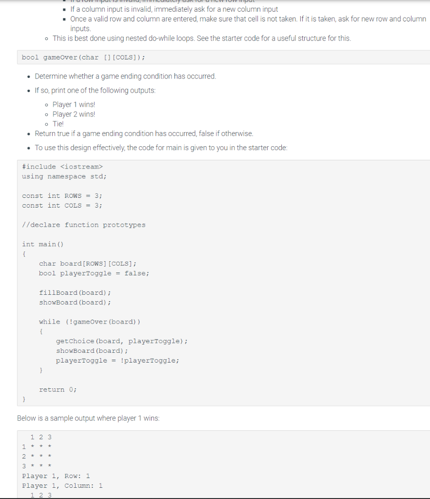 Solved 8.10 Assignment: Tic Tac Toe Write a program that | Chegg.com