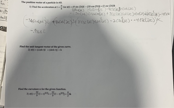 Solved The position vector of a particle is rit). for r(t)- | Chegg.com