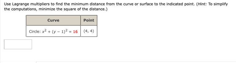 Solved Use Lagrange multipliers to find the minimum distance | Chegg.com