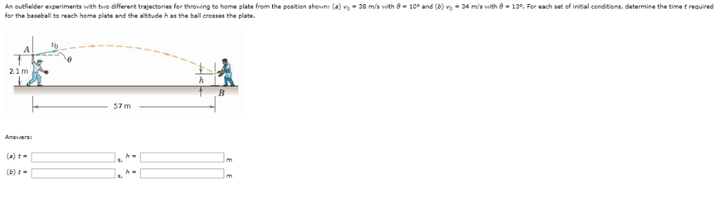 Solved An outfielder experiments with two different trajecto | Chegg.com