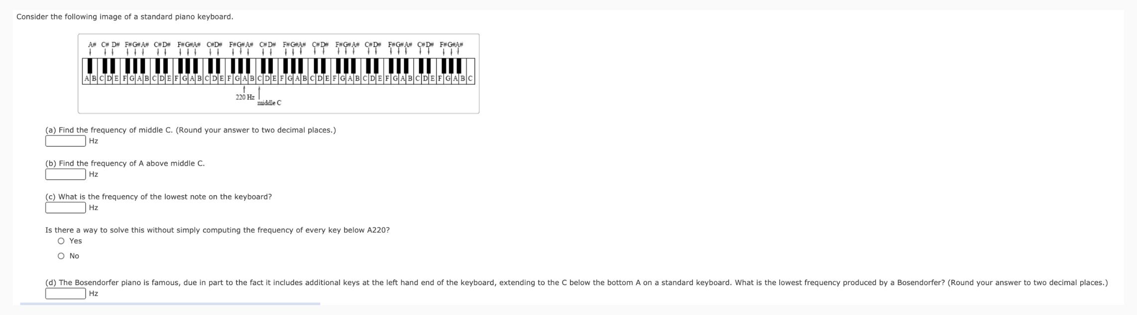 Solved Consider the following image of a standard piano | Chegg.com