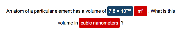 Solved An atom of a particular element has a volume of 7.8 x | Chegg.com