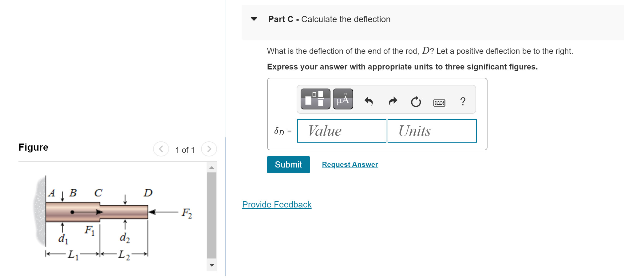Solved Learning Goal: To calculate the elastic deflection in | Chegg.com