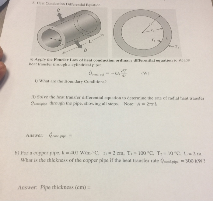 Solved 2. Heat Conduction Differential Equation a) Apply the | Chegg.com