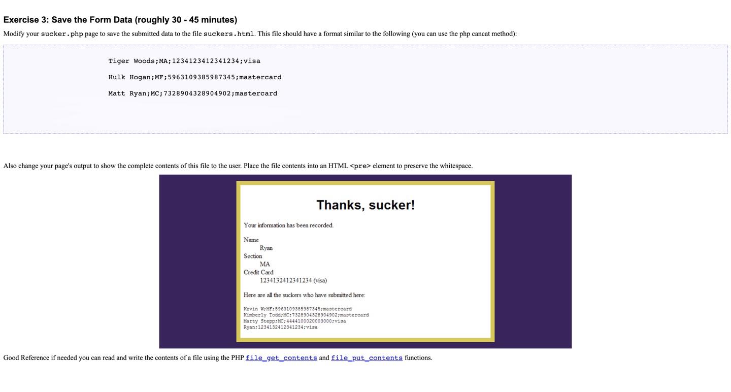Solved Exercise 3: Save the Form Data (roughly 30 - 45 | Chegg.com