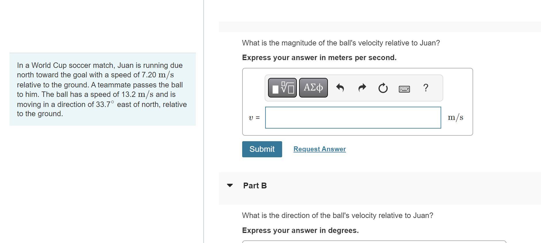 Solved What is the magnitude of the ball's velocity relative | Chegg.com