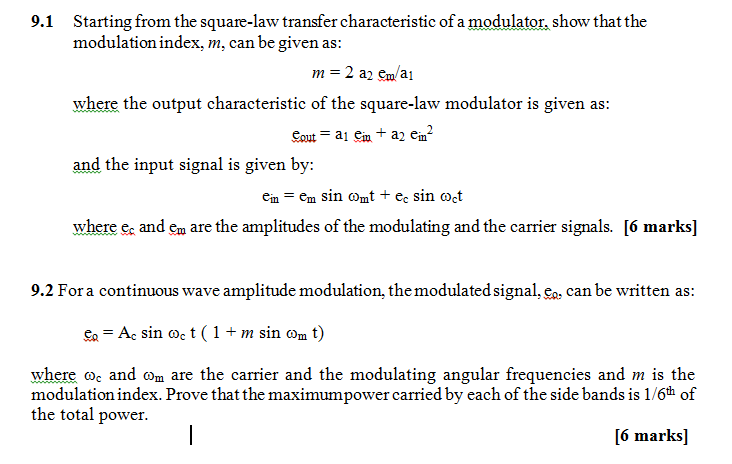 Solved 9.1 Starting from the square-law transfer | Chegg.com