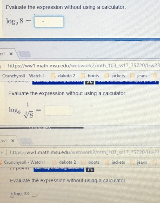 Solved Evaluate the expression without using a calculator. | Chegg.com