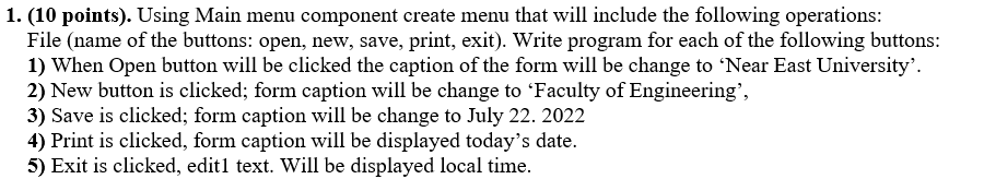 Solved 1. (10 points). Using Main menu component create menu | Chegg.com