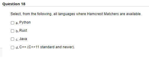 Solved Question 18 Select, from the following, all languages | Chegg.com