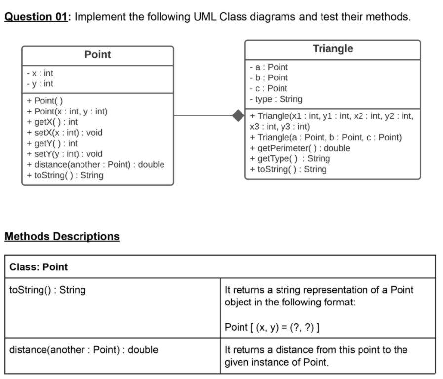 Solved Question 01: Implement the following UML Class | Chegg.com