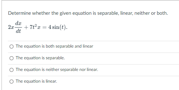 Solved Determine whether the given equation is separable, | Chegg.com