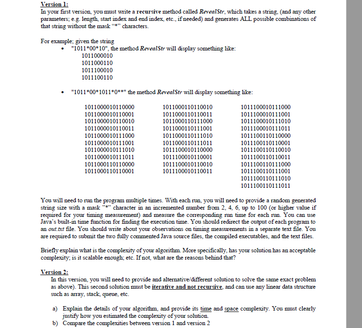 Solved Version 1: In your first version, you must write a | Chegg.com
