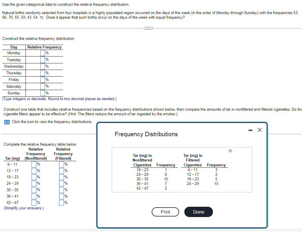 Solved Use the given categorical data to construct the | Chegg.com