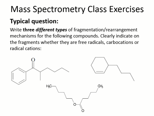 Solved Mass Spectrometry Class Exercises Typical question: | Chegg.com
