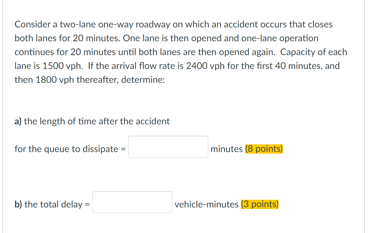 Solved c) the average delay per vehicle = minutes d) the | Chegg.com