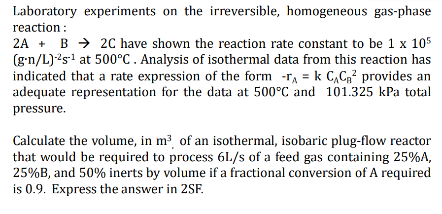 Solved Laboratory experiments on the irreversible, | Chegg.com