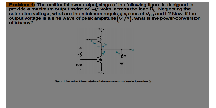 Solved Problem 1: The emitter follower output stage of the | Chegg.com