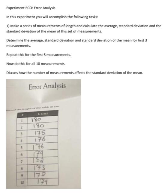 Solved Experiment ECO: Error Analysis In this experiment you | Chegg.com
