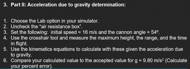 Solved 3. Part II: Acceleration due to gravity | Chegg.com
