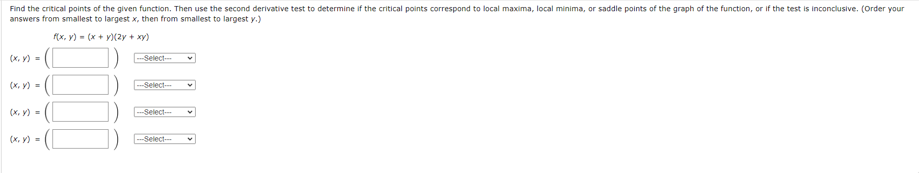 Solved answers from smallest to largest x, then from | Chegg.com