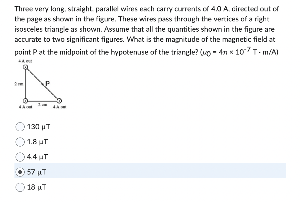 Solved Three very long, straight, parallel wires each carry | Chegg.com