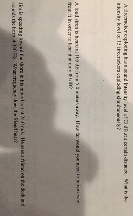 Solved A firecracker exploding has a sound intensity level | Chegg.com
