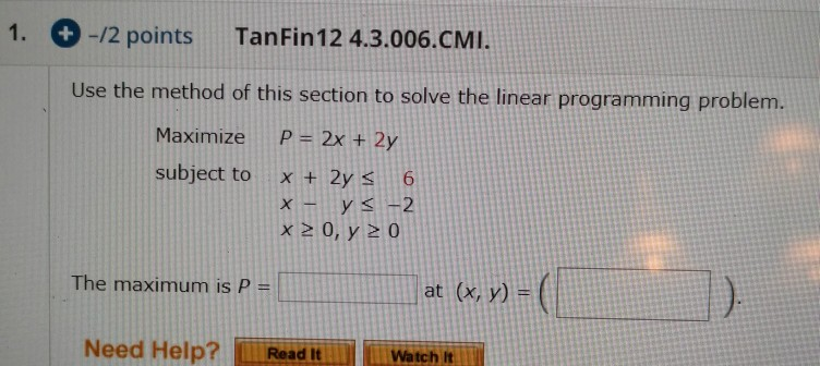 Solved +-/2 points TanFin12 4.3.006.CMI. 1. Use the method | Chegg.com