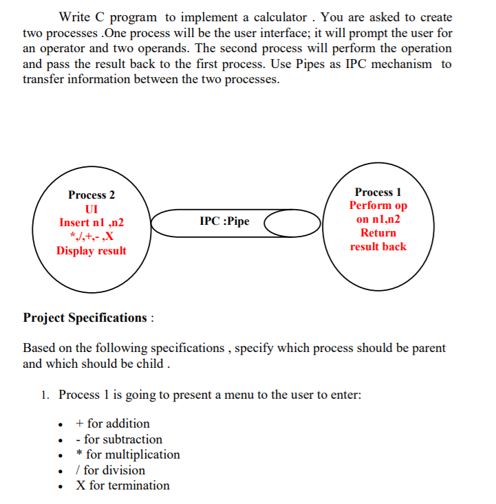 Solved Write C program to implement a calculator . You are | Chegg.com