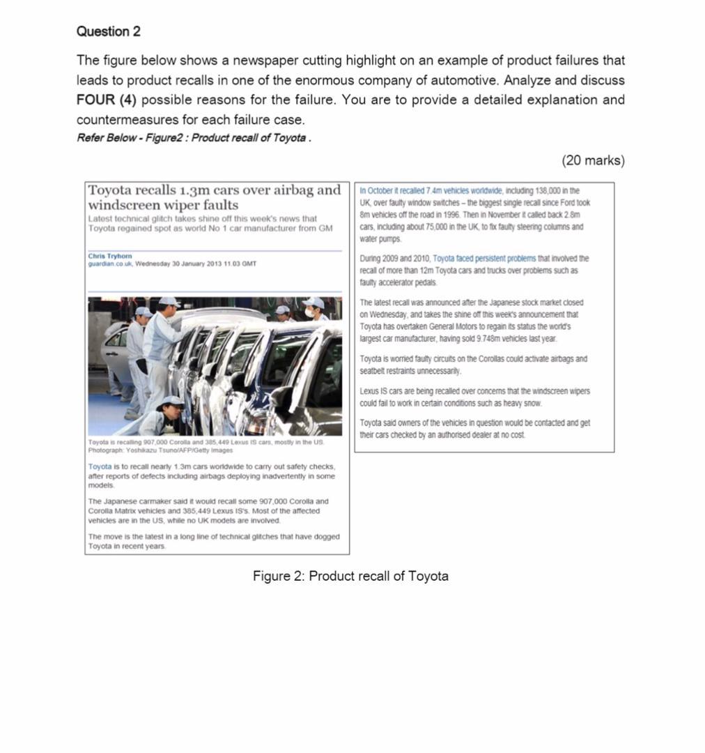 Solved Question 2 The figure below shows a newspaper cutting | Chegg.com