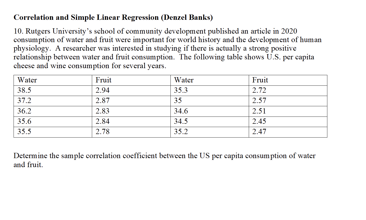 Solved Correlation and Simple Linear Regression (Denzel | Chegg.com