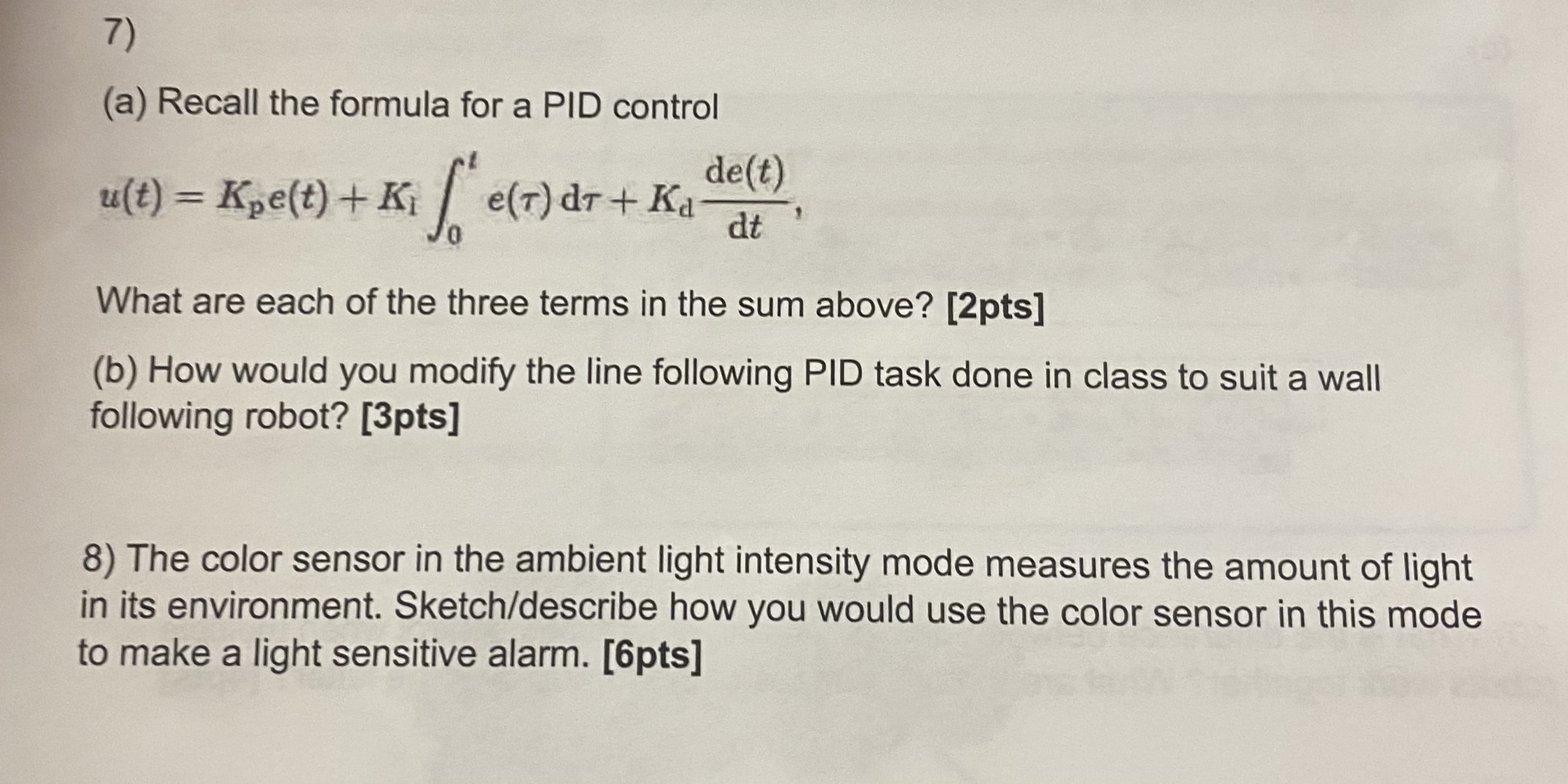 Solved (a) Recall the formula for a PID control | Chegg.com