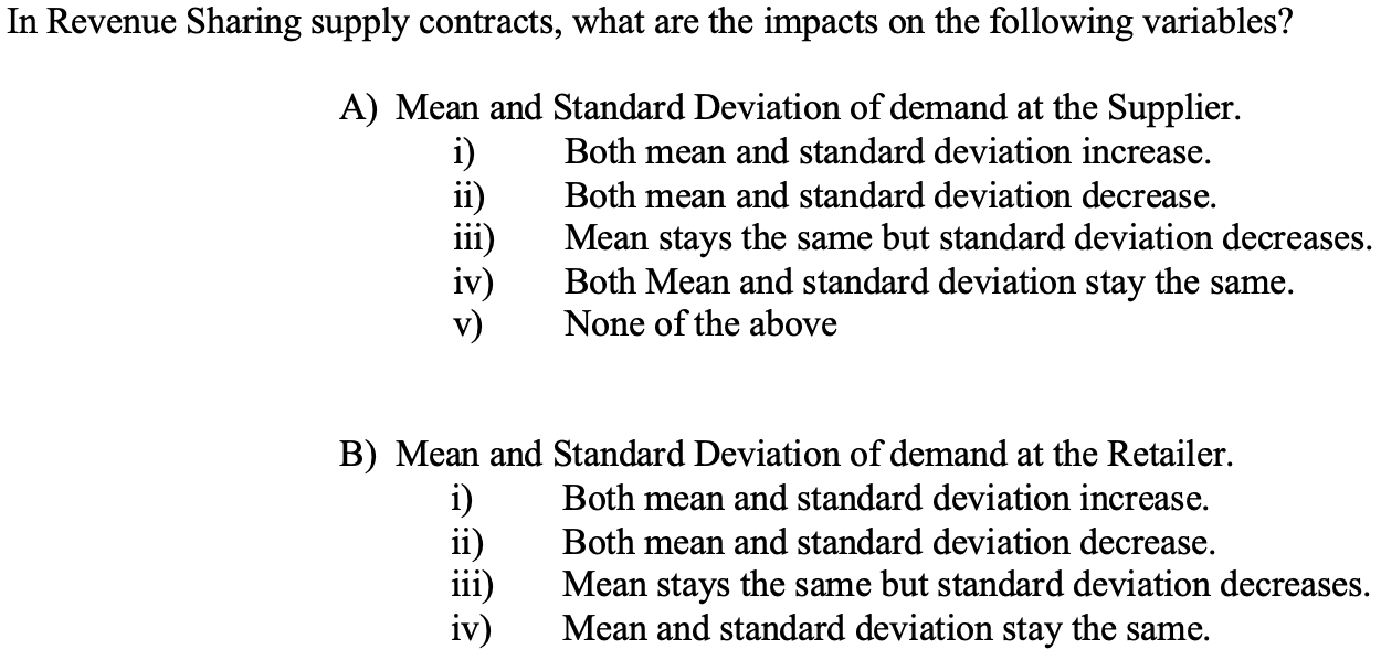 Solved A) Mean and Standard Deviation of demand at the | Chegg.com
