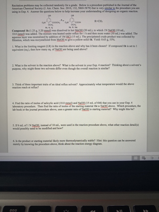 Solved Recitation problems may be collected randomly for a | Chegg.com