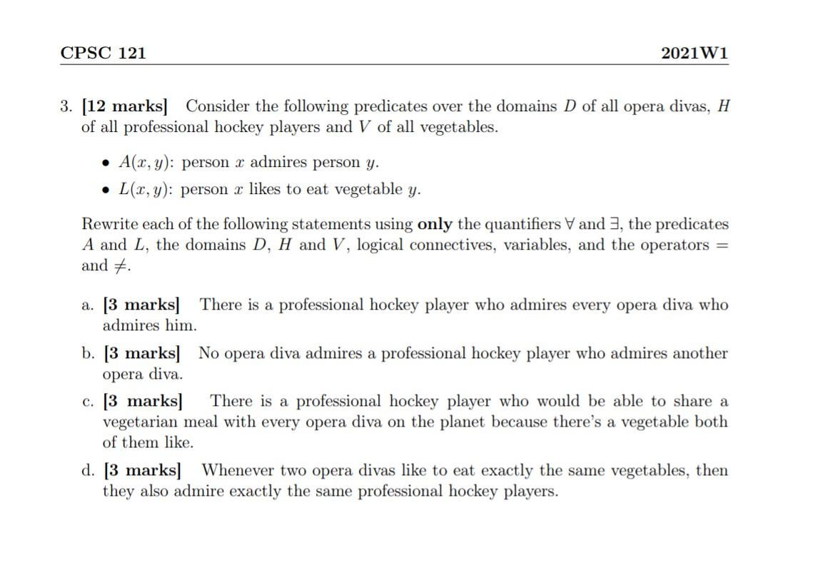 Solved CPSC 121 2021W1 3. (12 marks] Consider the following | Chegg.com