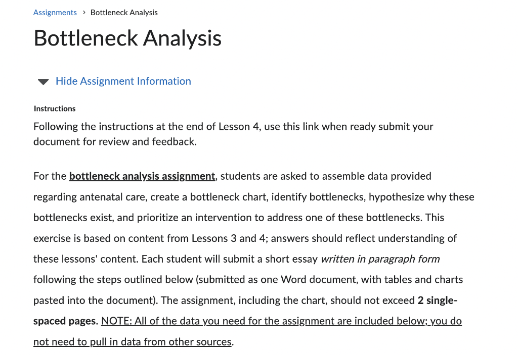 Bottleneck Analysis Hide Assignment Information | Chegg.com