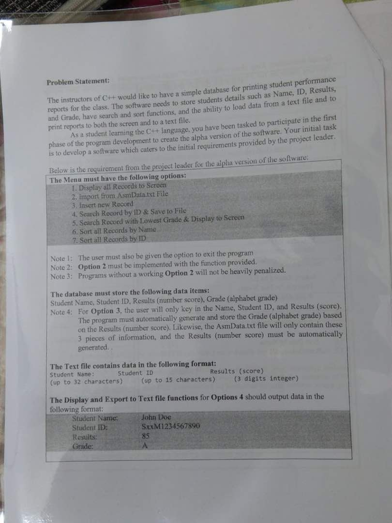 Solved Problem Statement: instructors of C++ would like to | Chegg.com