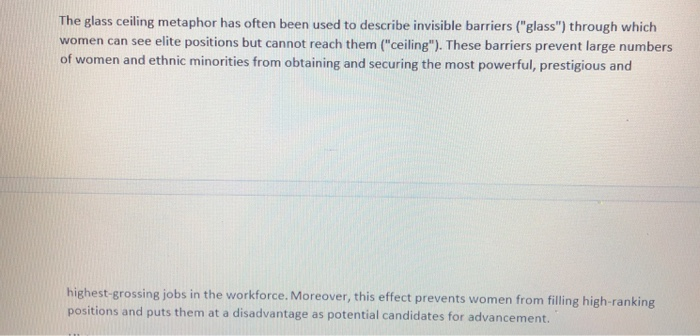 Solved A glass ceiling is a metaphor used to represent an | Chegg.com