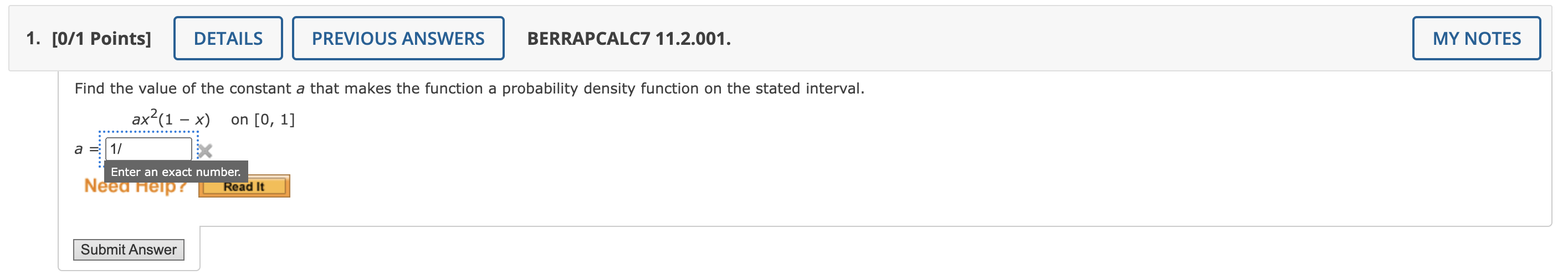 Solved Find the value of the constant a that makes the | Chegg.com
