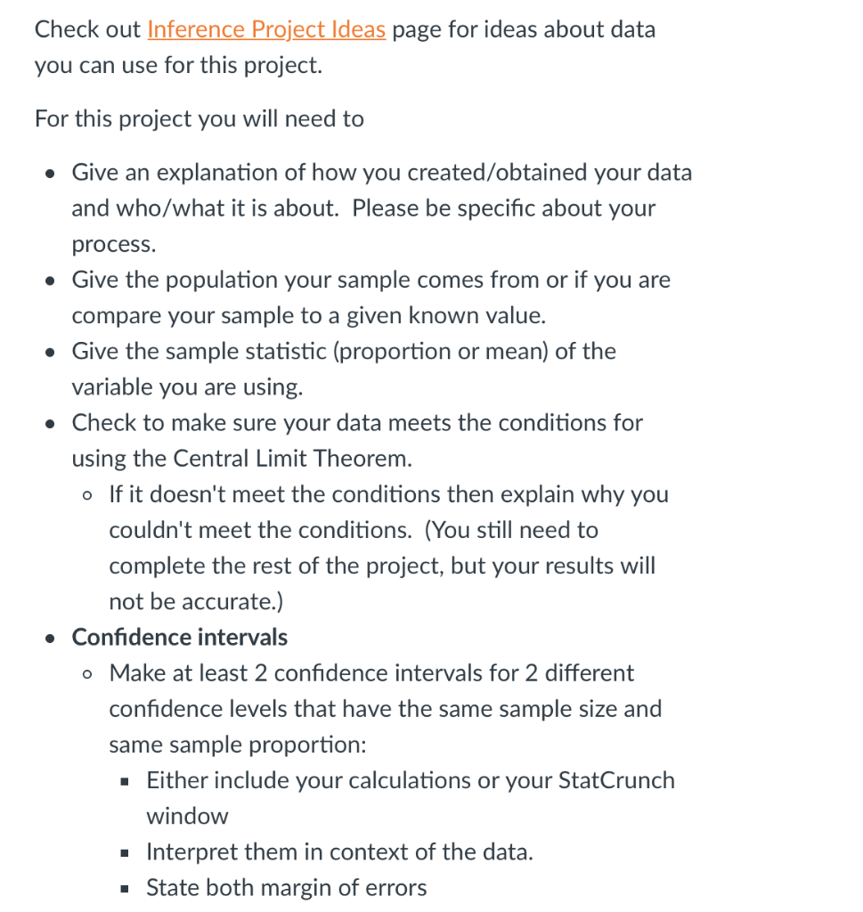 Check out İnference Project ideas page for ideas | Chegg.com