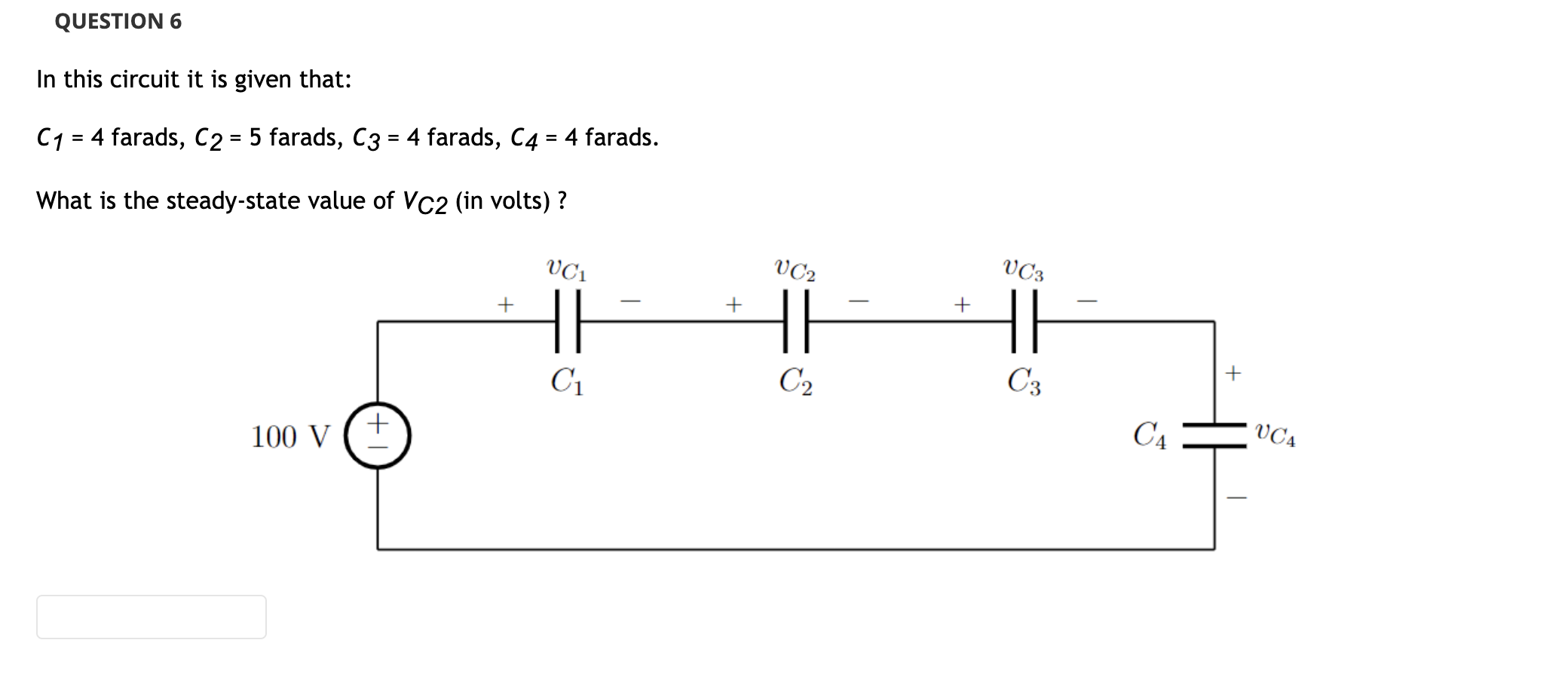 Solved In this circuit it is given that: C1=4 farads, C2=5 | Chegg.com
