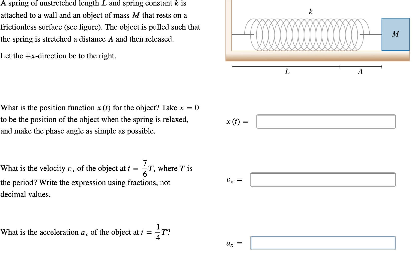 Solved A spring of unstretched length L and spring constant | Chegg.com