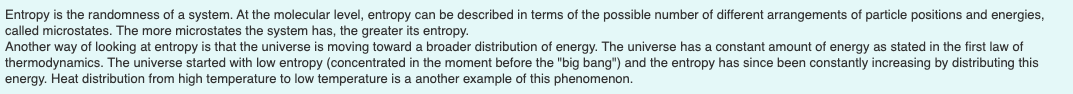 Solved Entropy is the randomness of a system. At the | Chegg.com