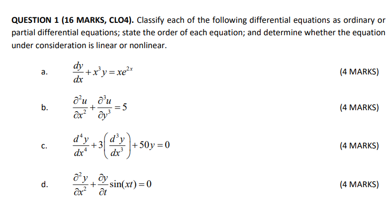 Solved QUESTION 1 (16 MARKS, CLO4). Classify each of the | Chegg.com