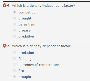 Solved 6. Which is a density-independent factor? competition | Chegg.com