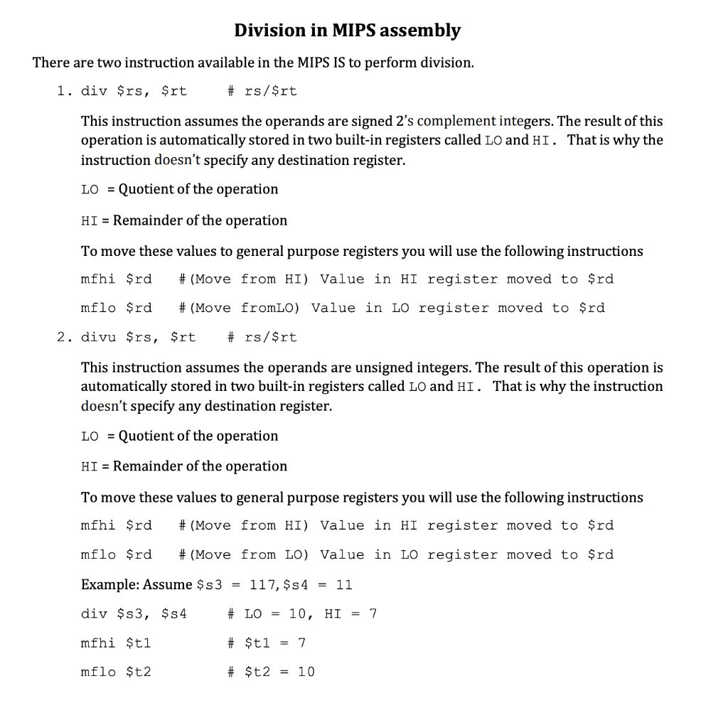 Solved Need to have knowledge of MIPS Assembly code: The | Chegg.com